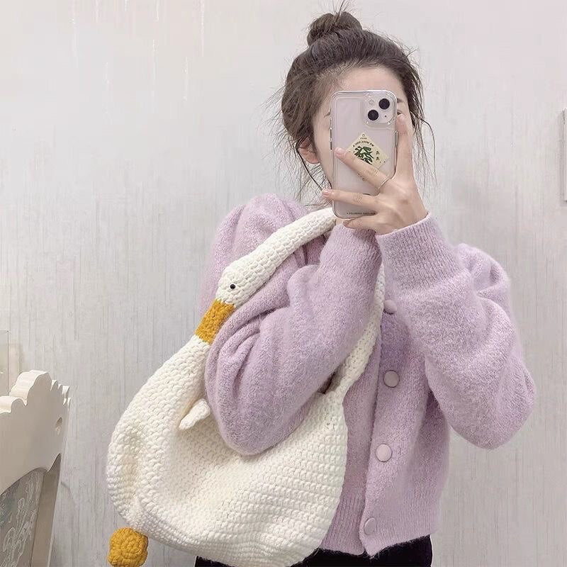 Big Goose Handbag Knitting Bag Finished Crochet Funny Cute Armpit Bag ...