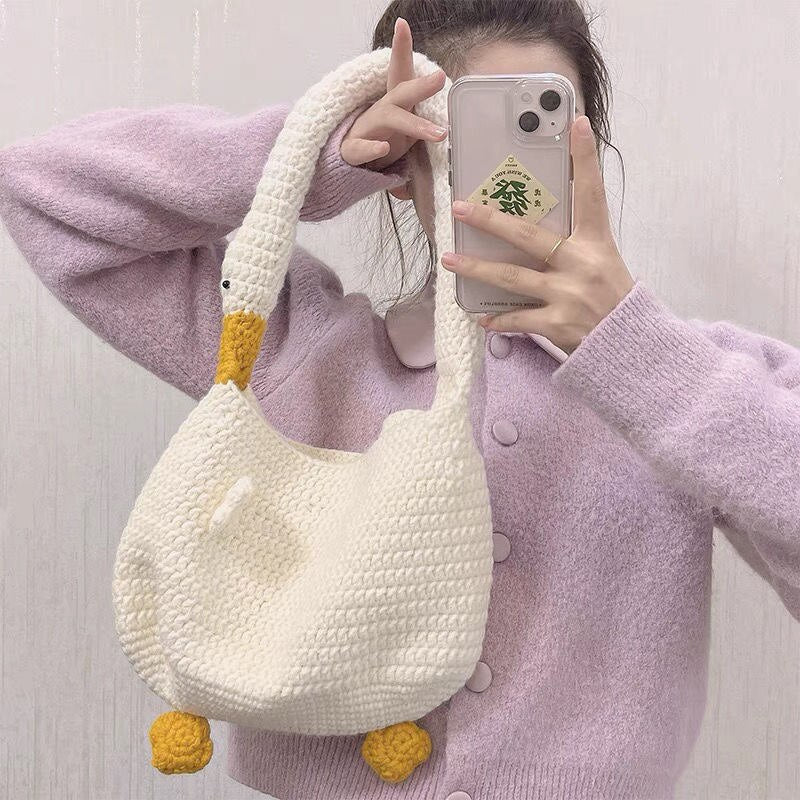 Big Goose Handbag Knitting Bag Finished Crochet Funny Cute Armpit Bag ...